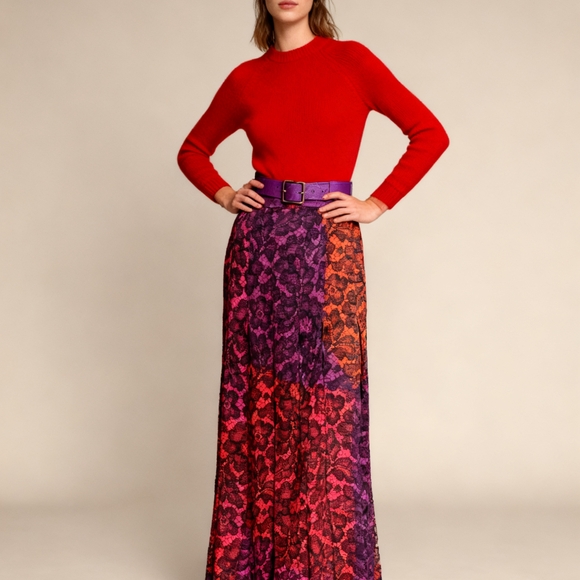 Escada | Skirts | Vintage Escada Multicolor Pleated Silk Skirt With ...